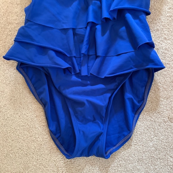 Aqua Green | Swim | Royal Blue Solid Ruffle One Piece Swimsuit | Poshmark
